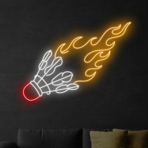 Badminton Fire Neon Sign, Fire Badminton Led Sign, Custom Neon Sign ...