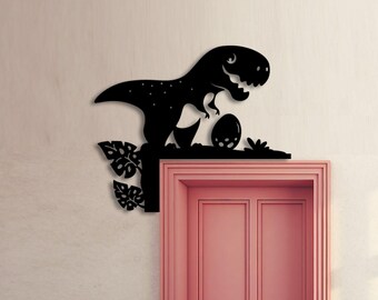 Personalized Dinosaur Door Corner Metal Wall Art, Dinosaur Metal Sign ...