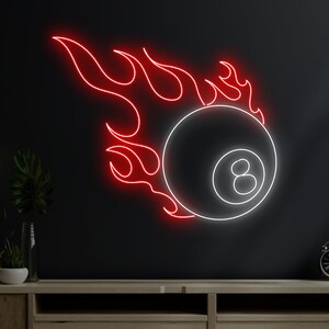 Fire Billiards Neon Sign, Fire Billiards Led Sign, Custom Neon Sign ...