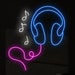 Headphone Music Note Neon Sign, Headphone Led Sign, Custom Neon Sign ...