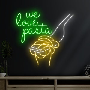We Love Pasta Neon Sign, Italian Pasta Led Sign, Custom Neon Sign ...