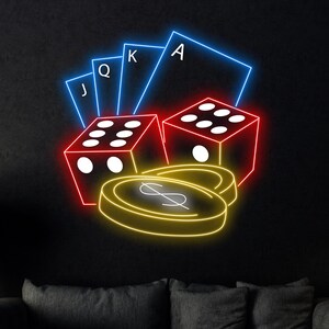 Casino Coin Dice Poker Neon Sign, Poker Led Sign, Custom Neon Sign ...