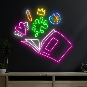 Read Book Abstract Neon Sign, Reading Books Led Sign, Custom Neon Sign ...