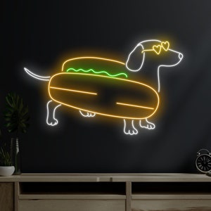 Hot Dog Dachshund Neon Sign, Dachshund Hot Dog Led Sign, Custom Neon ...