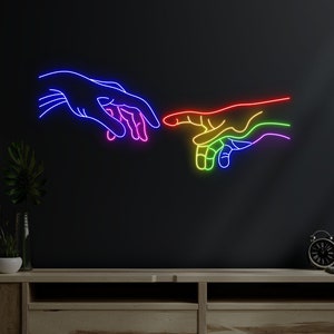 Hand Touch Rainbow Neon Sign, Hand Rainbow Led Sign, Custom Neon Sign ...