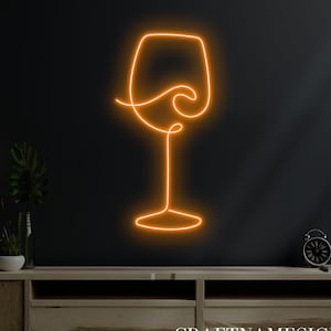 Wine Glass Line Led Sign, Wine Glass Neon Sign, Custom Neon Sign, Wine ...