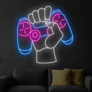 Hand Holds Game Controller Neon Sign, Game Controller Led Sign, Custom ...