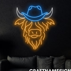 Highland Cow Neon Sign, Highland Cow Head Led Sign, Custom Neon Sign ...