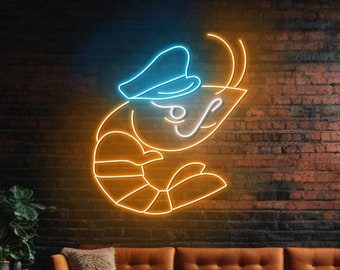 Shrimp Captain Neon Sign, Shrimp Led Sign, Shrimp Neon Light, Cool ...