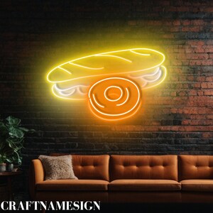 Sandwich and Bagel Neon Light, Poland Bagel Sandwich Led Light, Custom ...