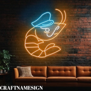 Cool Shrimp Captain Led Sign, Shrimp Neon Sign, Custom Neon Sign ...