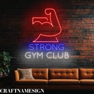 Strong Gym Club Neon Sign, Gym and Fitness Club Led Sign, Custom Neon ...