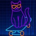 Cool Cat With Skateboard Neon Sign, Cat With Skateboard Led Sign ...