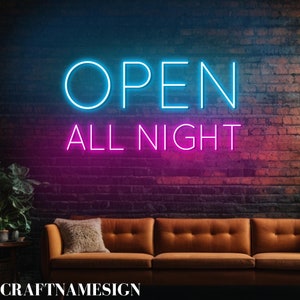 Open All Night Neon Sign, Open Bar Led Sign, Custom Neon Sign, Open Bar ...