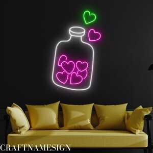 Heart Vase Neon Sign, Heart Vase Led Sign, Custom Neon Sign, Valentine ...