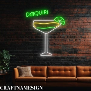 Open Daiquiri Neon Sign, Cuban Daiquiri Cocktails Led Sign, Custom Neon ...