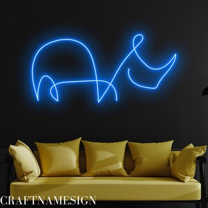Minimalist Rhinoceros Neon Sign, Rhinoceros Led Sign, Custom Neon Sign ...