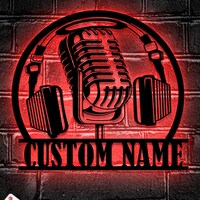 Personalized Metal Music Studio Sign, Custom Podcast Studio Sign ...