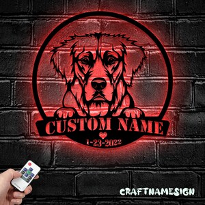 Custom Labrador Retriever Metal Wall Art LED Light - Personalized Black ...