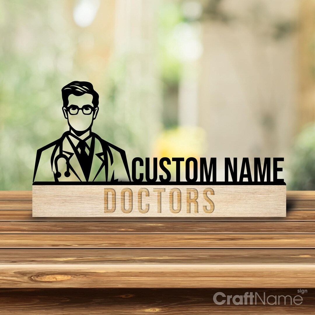 Custom Wooden Doctor Desk Name Plate, Healthcare Doctor Metal Nameplate ...