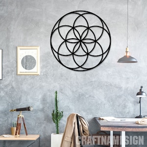 Sacred Geometry Metal Wall Art Led Light, Home Meditation Metal Yoga ...