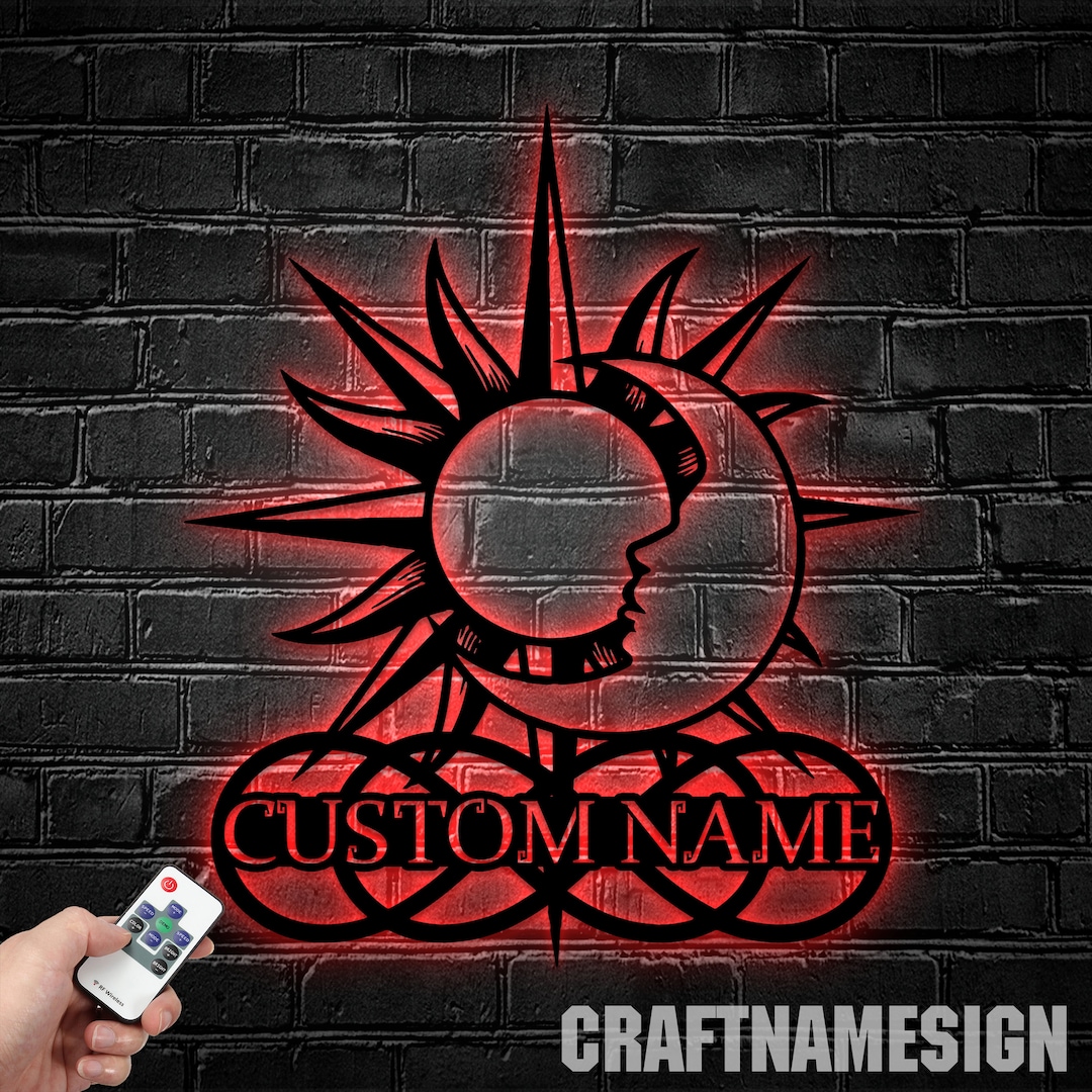 Personalized Vintage Metal SUN and MOON Sign, Custom Metal Sun Moon ...