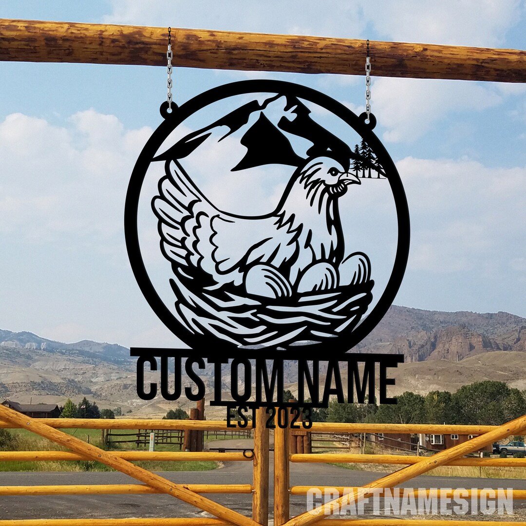 Personalized Outdoor Chicken Farm Metal Sign, Metal Name Sign Outdoor ...