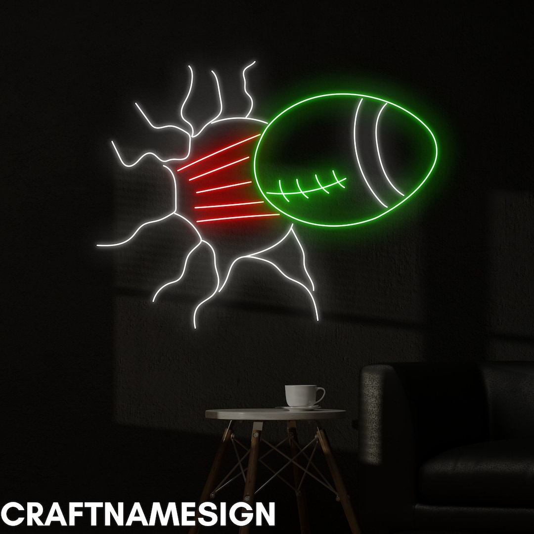 Football Flying Neon Sign, Football Led Sign, Custom Neon Sign ...