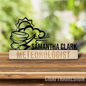 Custom Wooden Meteorologist Desk Name Plate, Weather Forecasting Metal ...