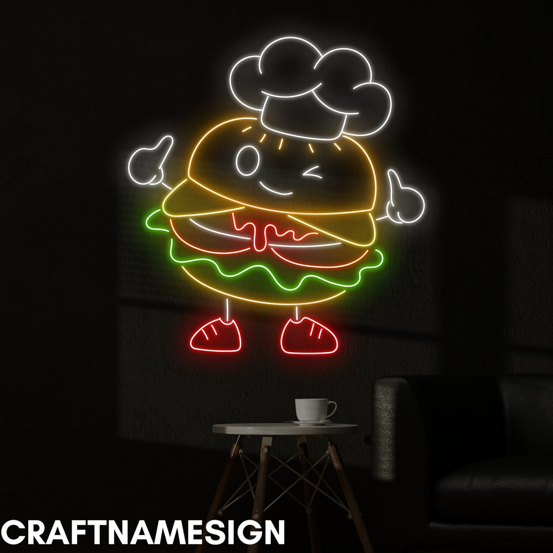 Burger Chef Led Sign, Burger Chef Kitchen Neon Sign, Custom Neon Sign ...