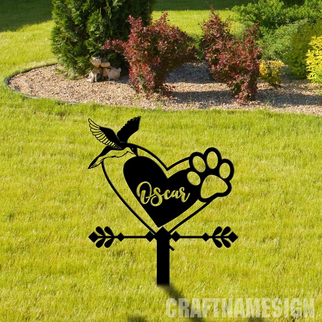 Custom Hummingbird Memorial Stake With Heart, Memorial With Stake ...