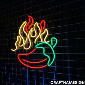 Hot Chilli Neon Sign, Fire Chilli Led Sign, Custom Neon Sign, Spicy ...