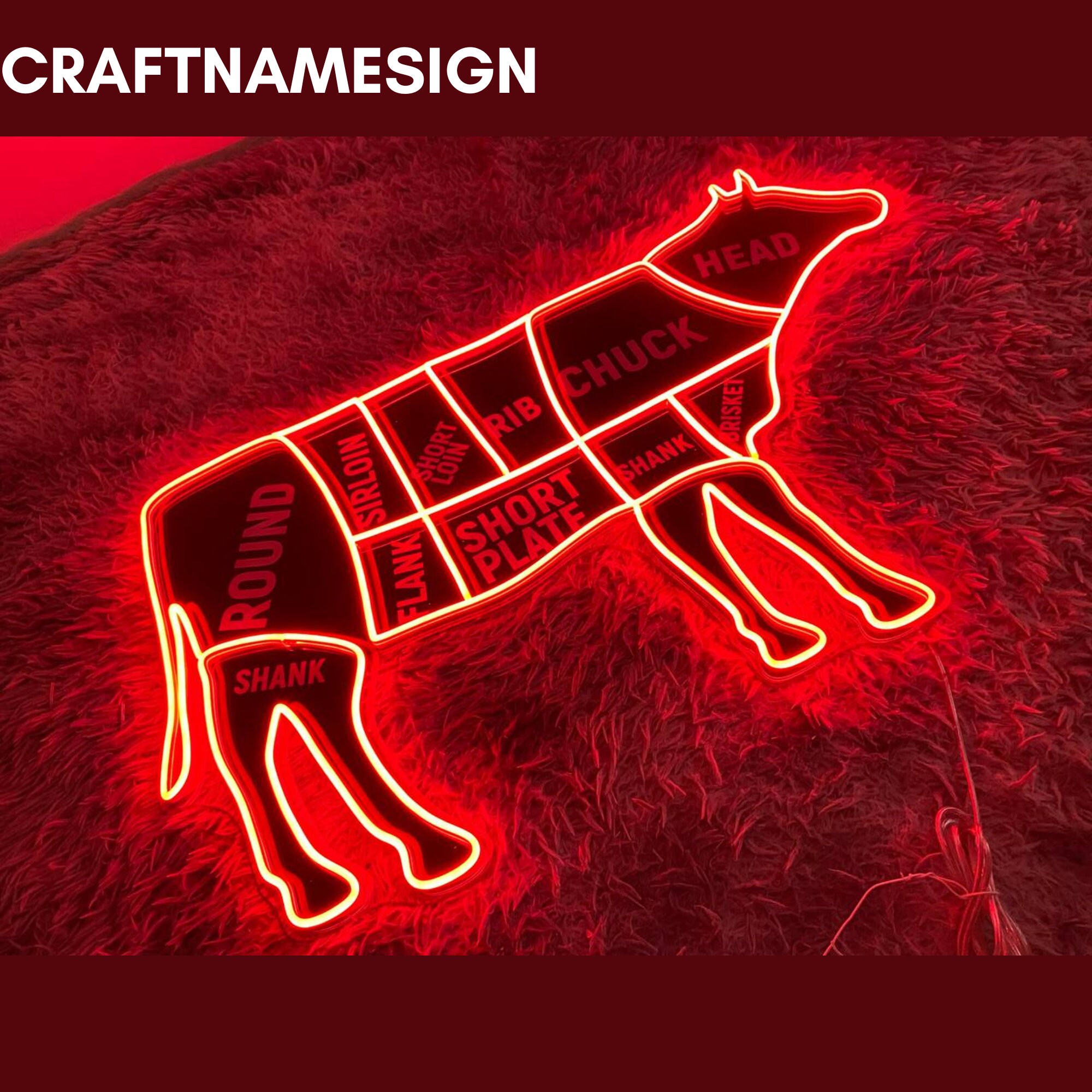 Cow Butcher Neon Sign, BBQ Cow Butcher Led Sign, Custom Neon Sign, BBQ ...