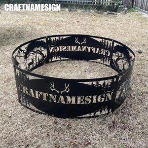 Custom Metal Fire Pit, Personalized Deers Design Fire Ring, Camping ...
