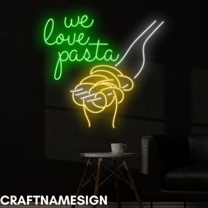 We Love Pasta Neon Sign, Italian Pasta Led Sign, Custom Neon Sign ...