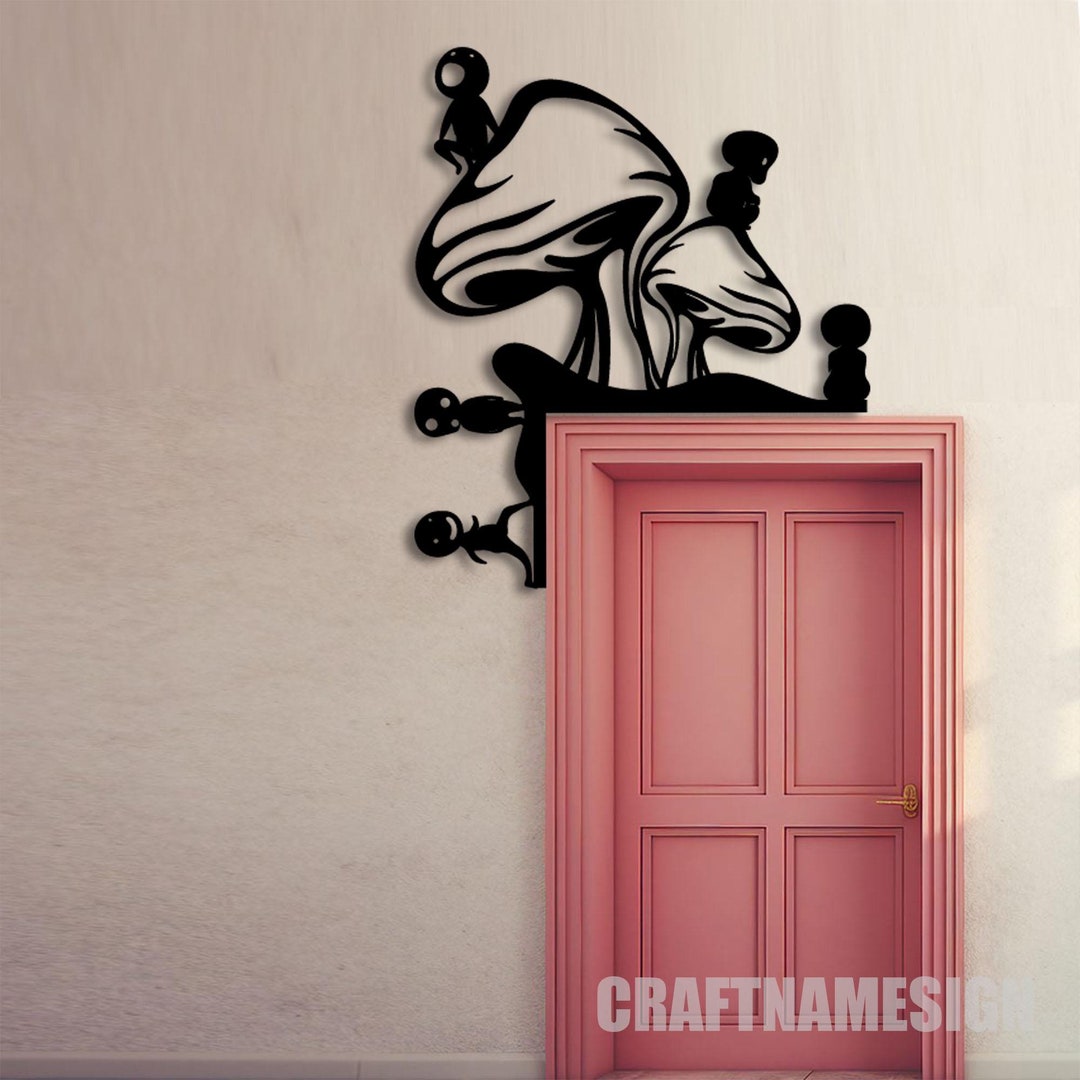 Alien Mushroom Door Corner Metal Wall Art, Mushroom Alien Door Topper ...
