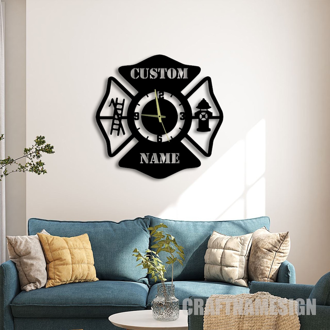 Custom Firefighter Maltese Cross Metal Wall Clock, Wall Clock Unique ...