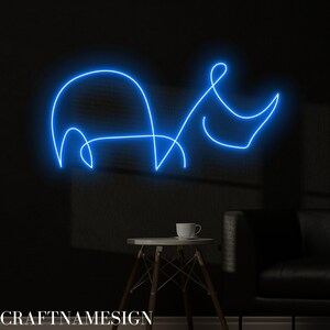 Minimalist Rhinoceros Neon Sign, Rhinoceros Led Sign, Custom Neon Sign ...