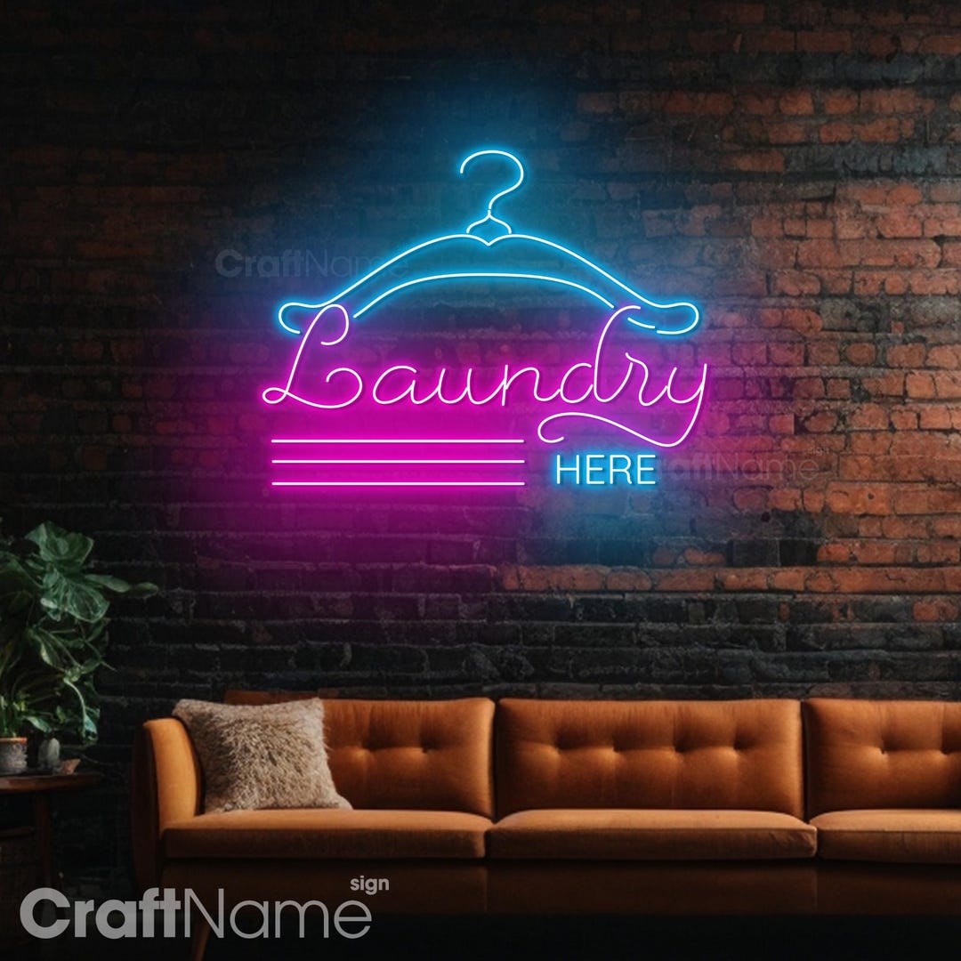 Laundry Here Neon Sign, Laundry Led Sign, Laundry Service Lights, Led ...