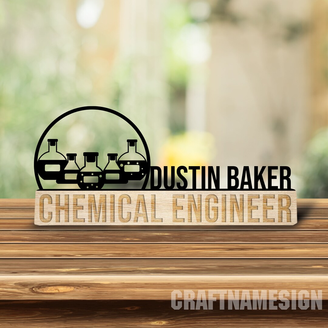 Custom Wooden Chemical Engineer Desk Name Plate, Engineering Metal ...