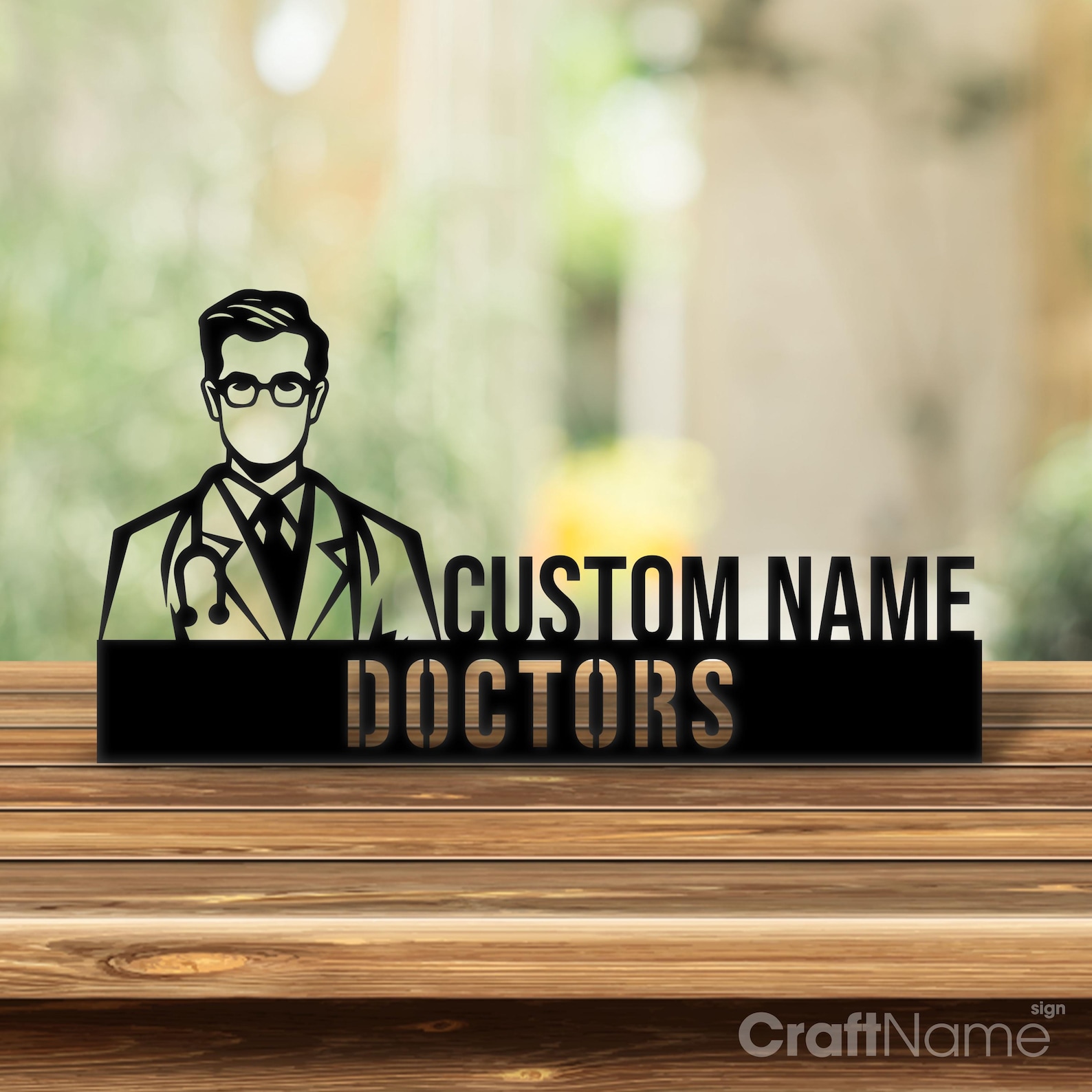 Custom Wooden Doctor Desk Name Plate, Healthcare Doctor Metal Nameplate ...
