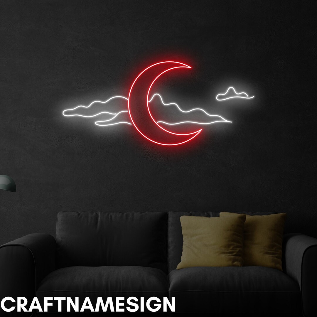 Crescent Moon Neon Sign, Crescent Moon Led Sign, Custom Neon Sign, Bar ...