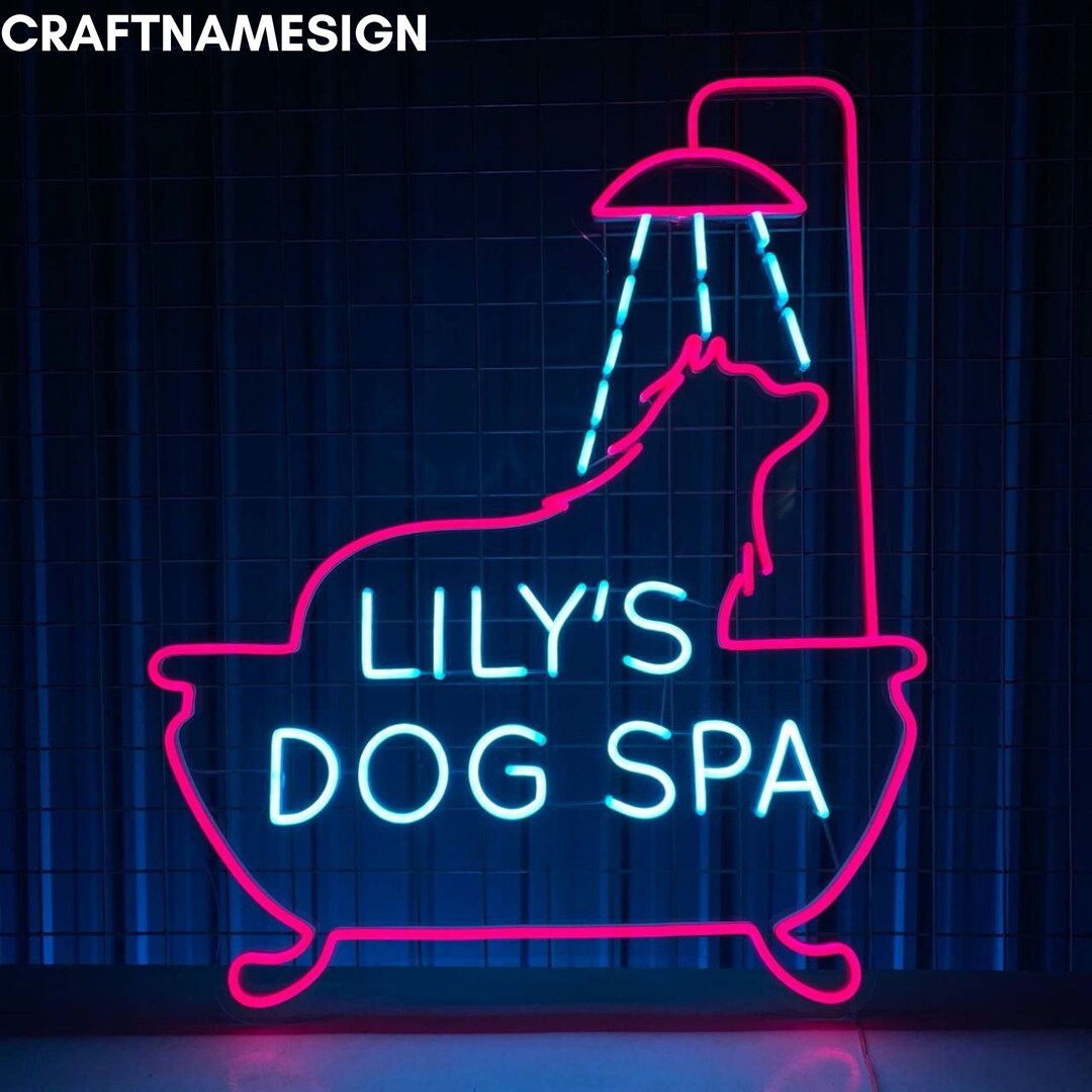 Custom Name Dog & Cat Spa Led Sign, Custom Neon Led Sign for Pet Clinic ...