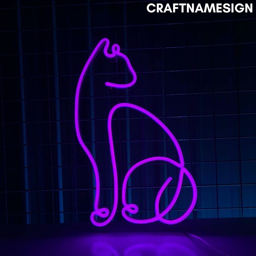 Minimalist Cat Neon Sign, Cat Line Led Sign, Custom Neon Sign, Cat Shop ...