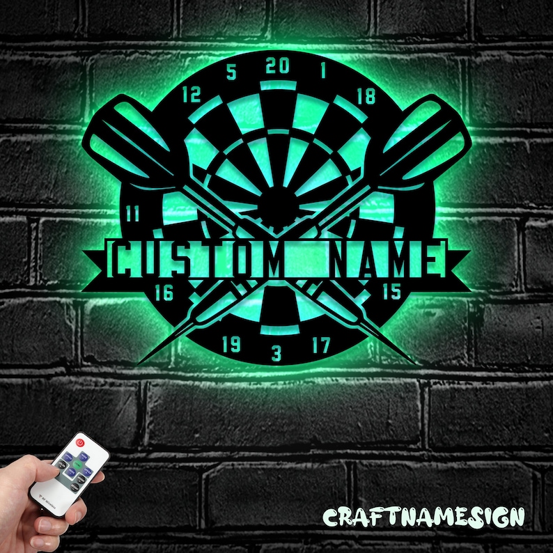 Custom Dartboard Dart Game Metal Wall Art LED Light - Etsy