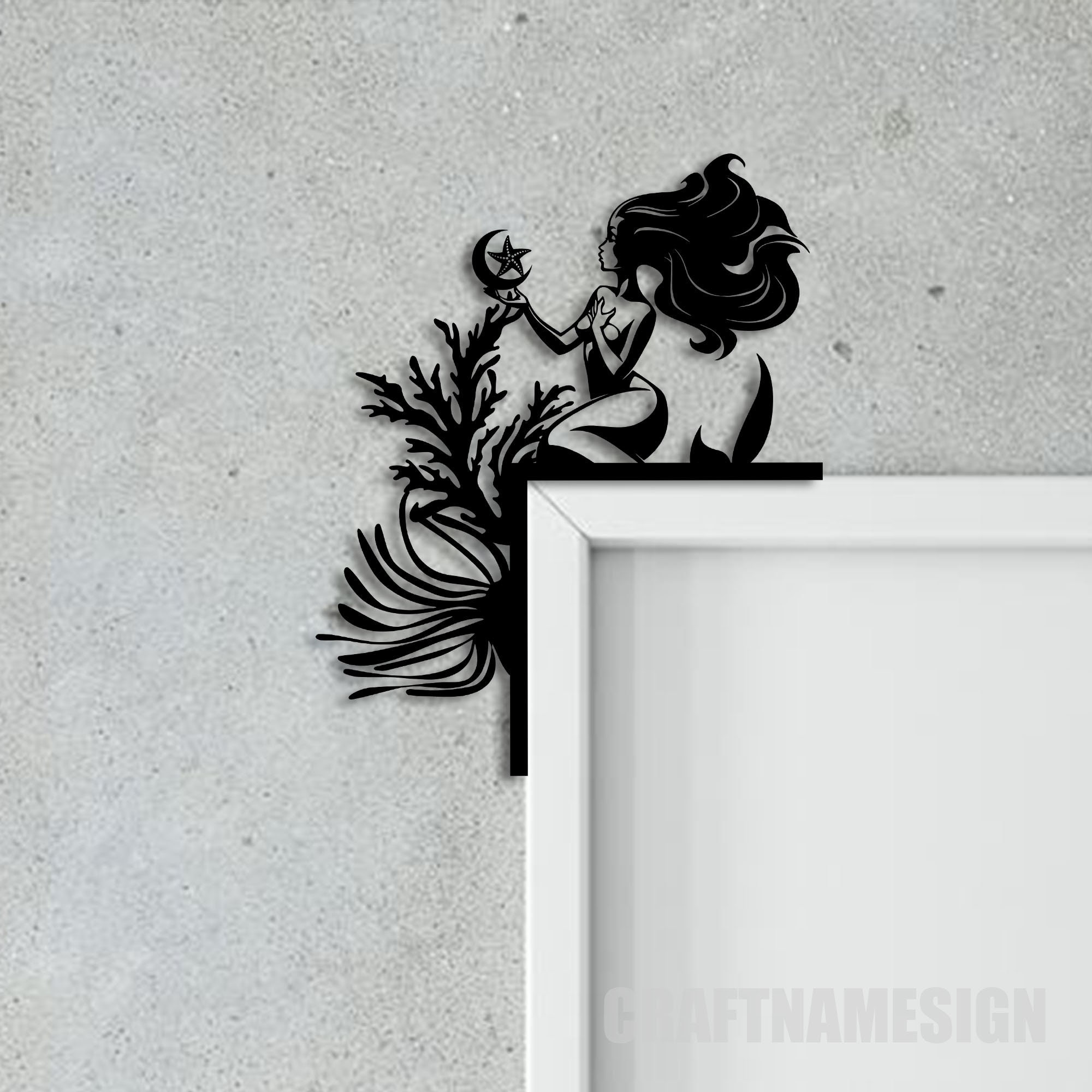 Mermaid Door Corner Metal Wall Art, Ocean Mermaid Door Topper, Mermaid ...