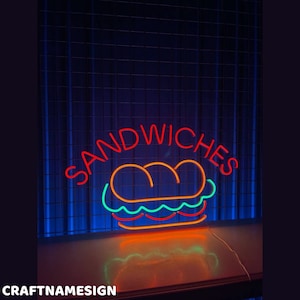 Sandwiches Led Sign, Sandwich Fast Food Neon Sign, Custom Neon Sign ...