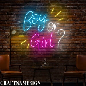 Boy or Girl Led Sign, Baby Gender Reveal Neon Sign, Custom Neon Sign ...