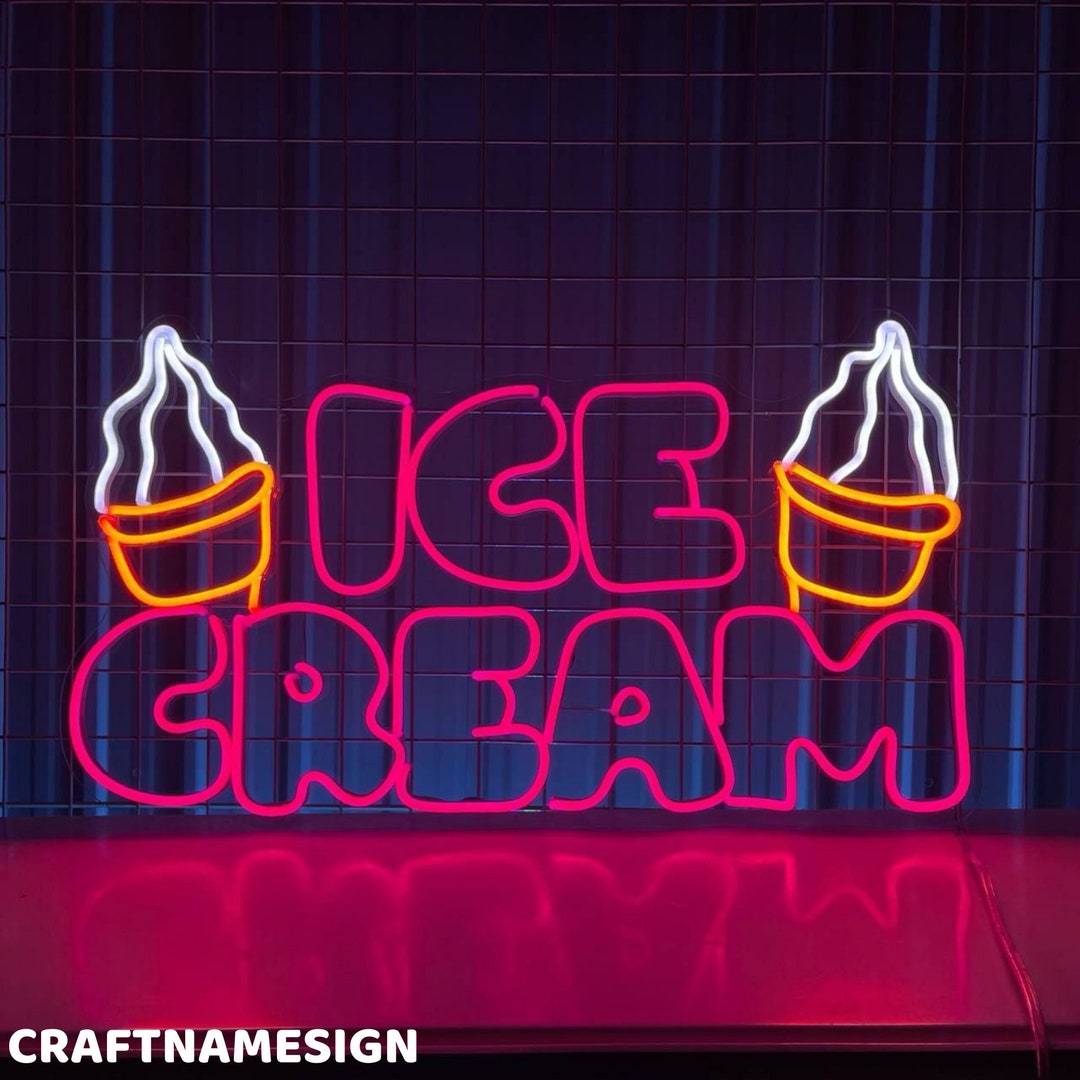 Ice Cream Neon Sign, Open Grand Ice Cream Led Sign, Custom Neon Sign ...
