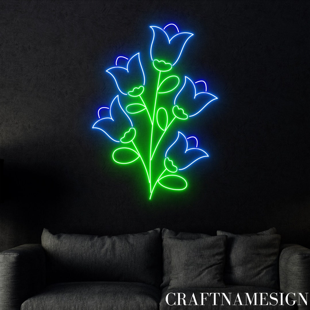 Tulip Flower Neon Sign, Tulip Bunch Led Sign, Custom Neon Sign, Tulip ...
